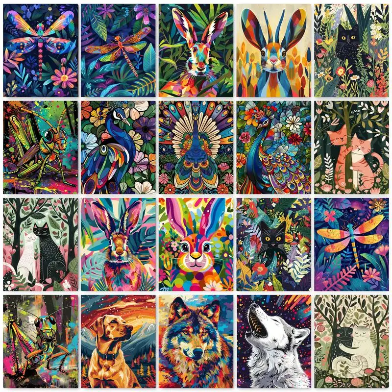 GATYZTORY-Paint-By-Numbers-Rabbit-Acrylic-Drawing-Canvas-Wall-Art-Oil ...