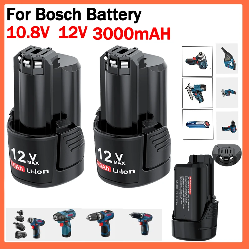 10.8V/12V 3000mAh Battery For Bosch BAT411 Li-ion BAT412A BAT414 BAT412 ...