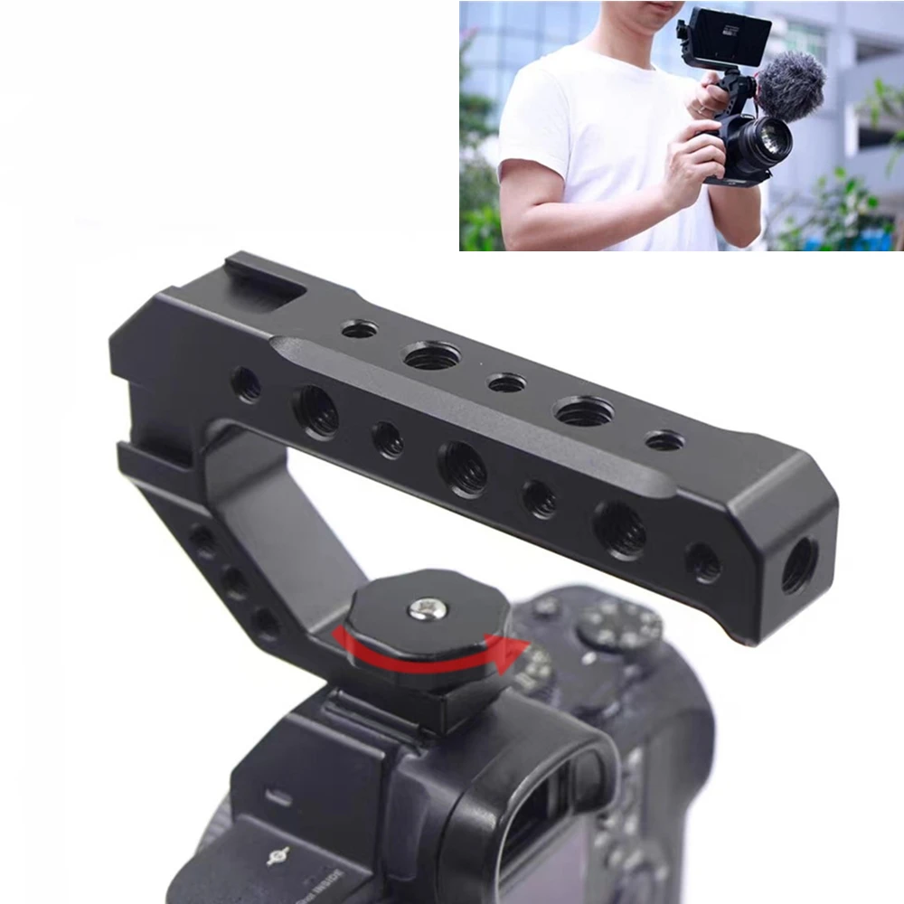 Universal-DSLR-Camera-Rig-Top-Handle-Three-Cold-Shoe-Adapter-Mount-for ...