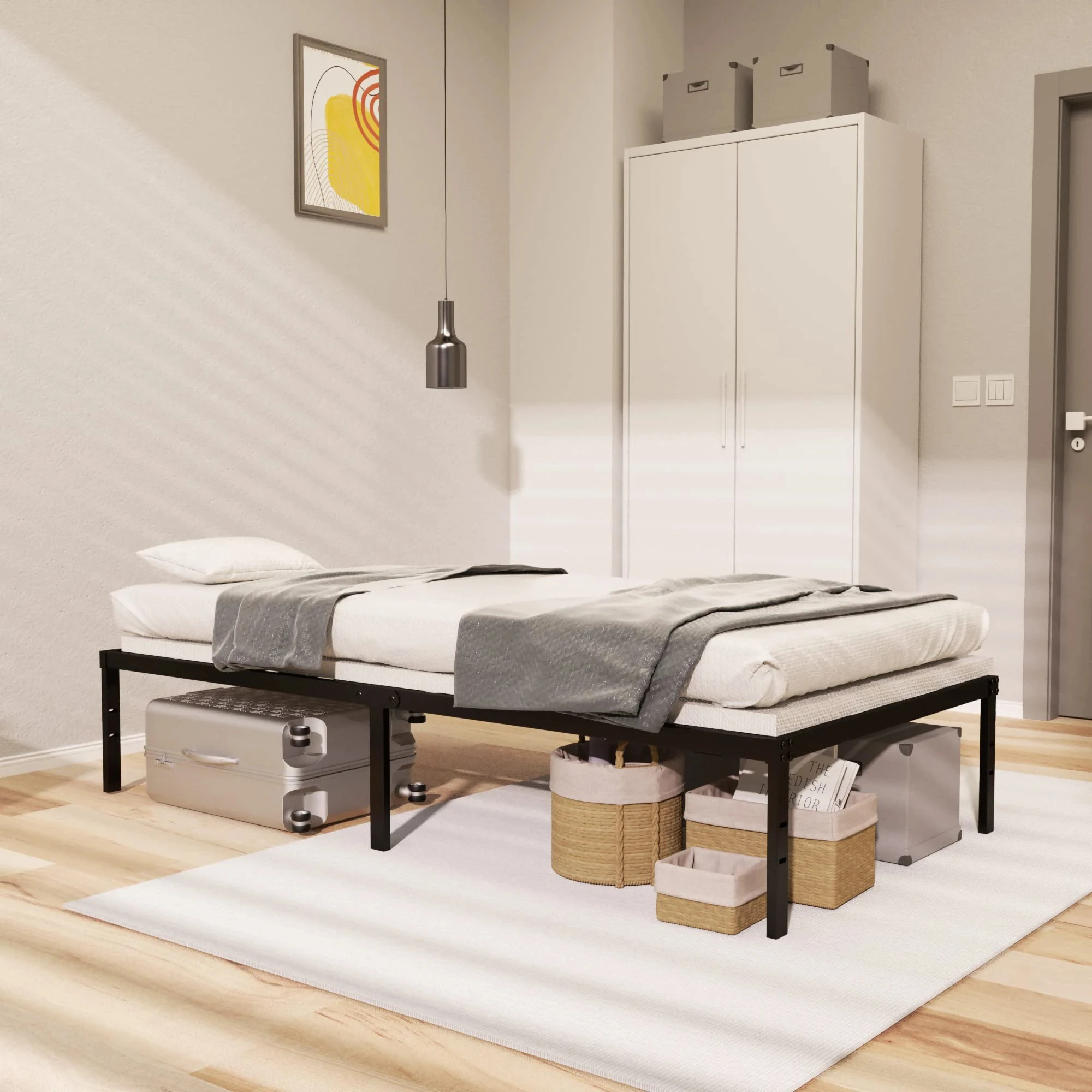 DDPNKL14-Inch-Metal-Bed-Frame-Black-Basic-Steel-Slats-Platform-Easy ...