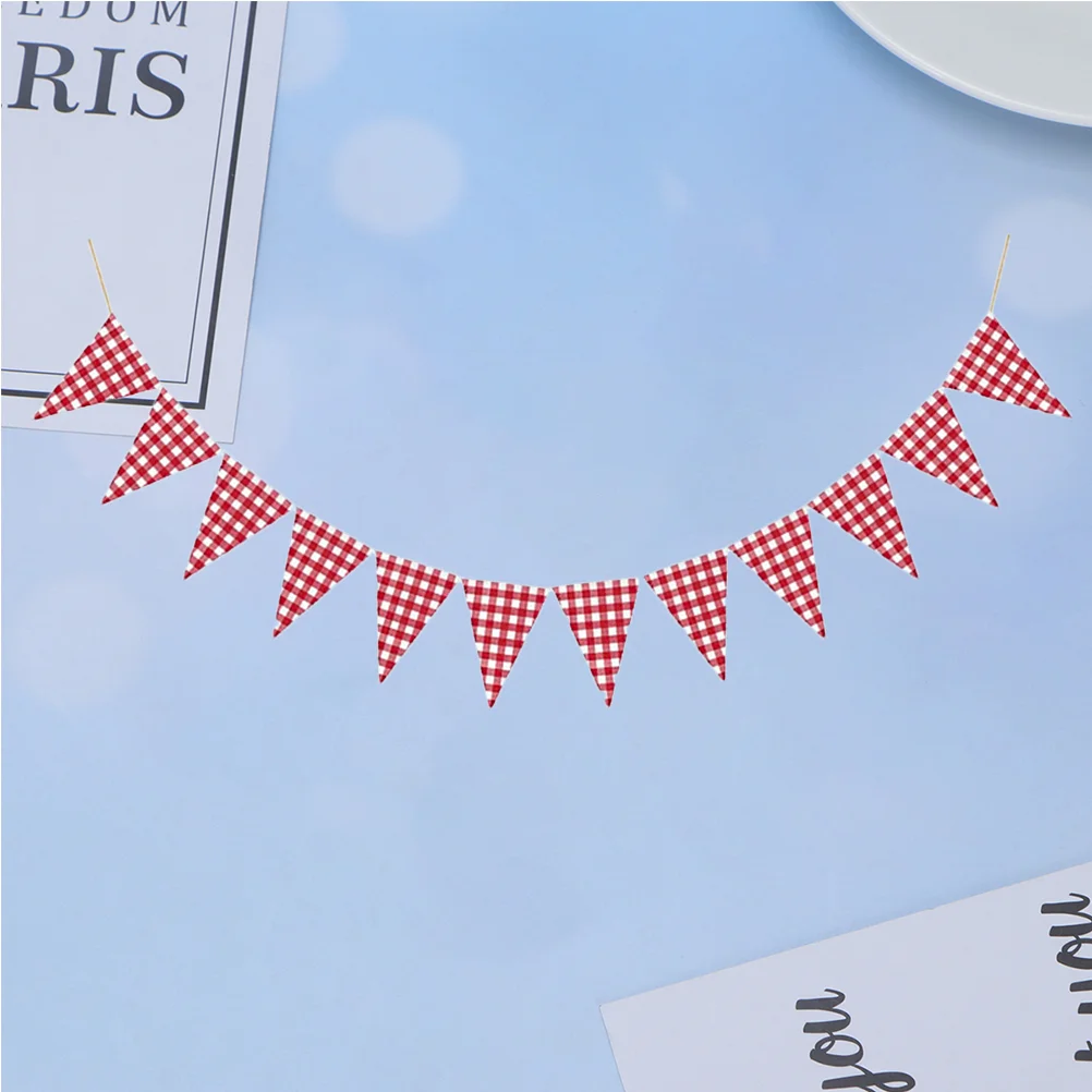 Triangle-Bunting-Red-Checkered-Banner-Triangle-Flag-Party-Garlands ...