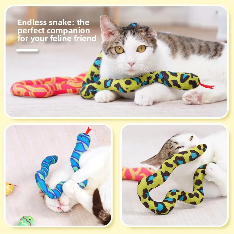 Catnip Snake Cat Toy Self-Playing Boredom Relief Teething Chew Durable ...