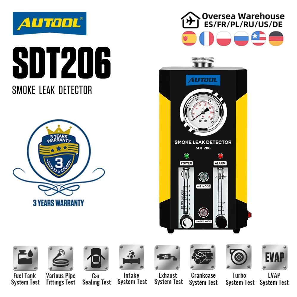Autool Sdt206 Upgraded Car Smoke Leak Detector Smoke Generator Pipe ...
