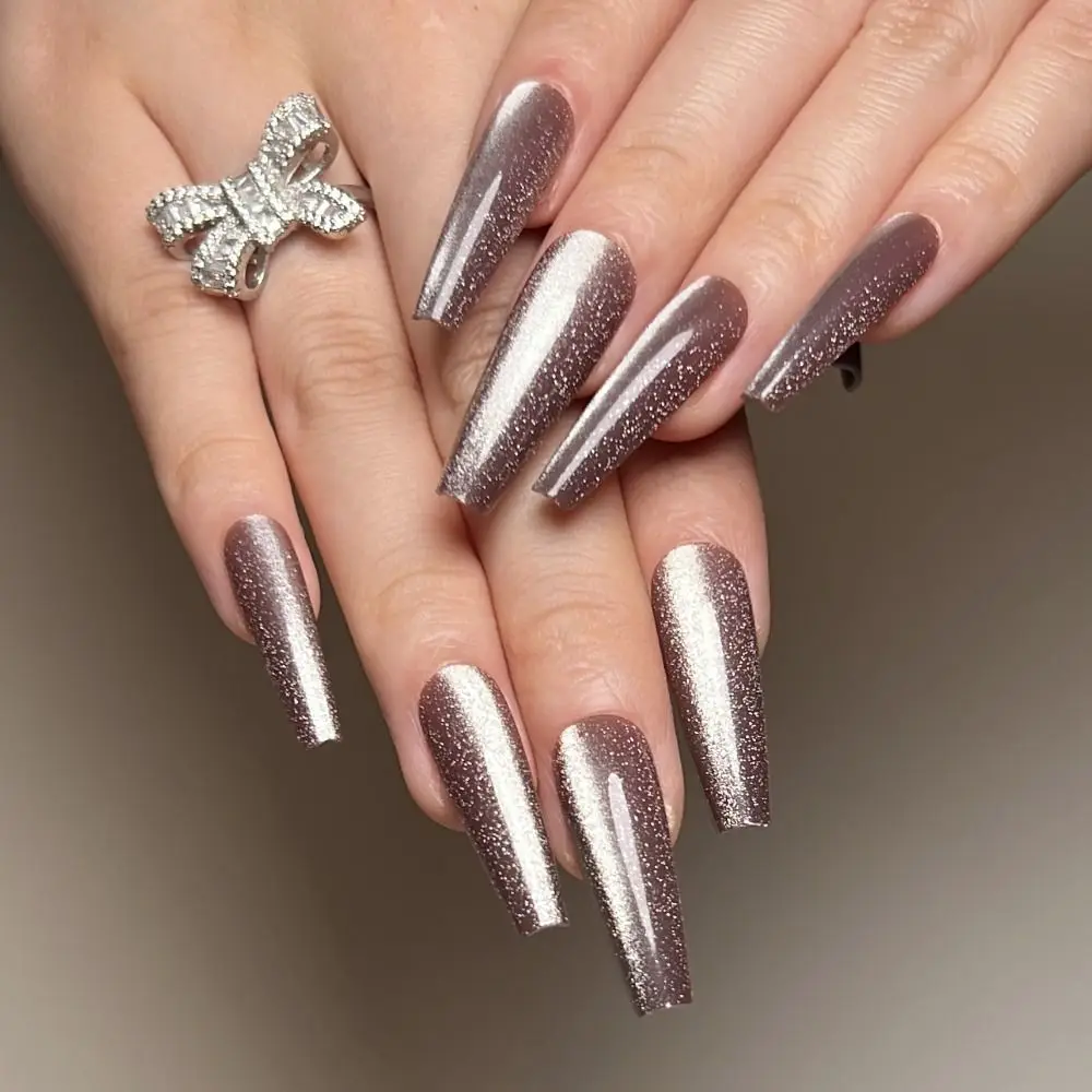 French-False-Nails-Fashion-Long-Ballerina-Cat-Eye-Fake-Nails-Full-Cover ...