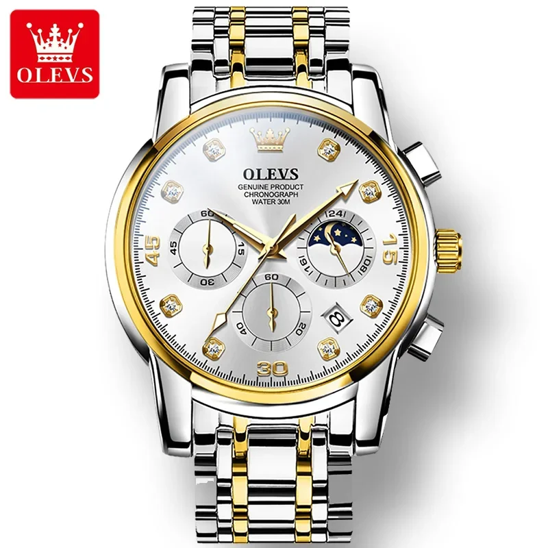 OLEVS 2889 Waterproof Fashion Watch For Men, Quartz Multi-function ...