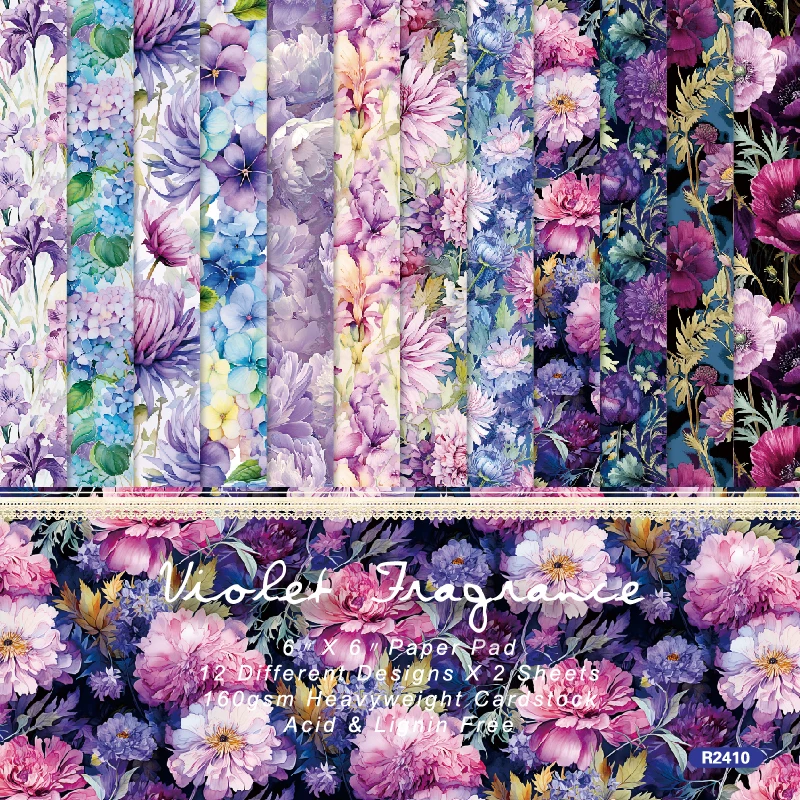 Panalisacraft-24-sheets-6-X6-Vintage-Purple-Flower-Scrapbook-paper ...