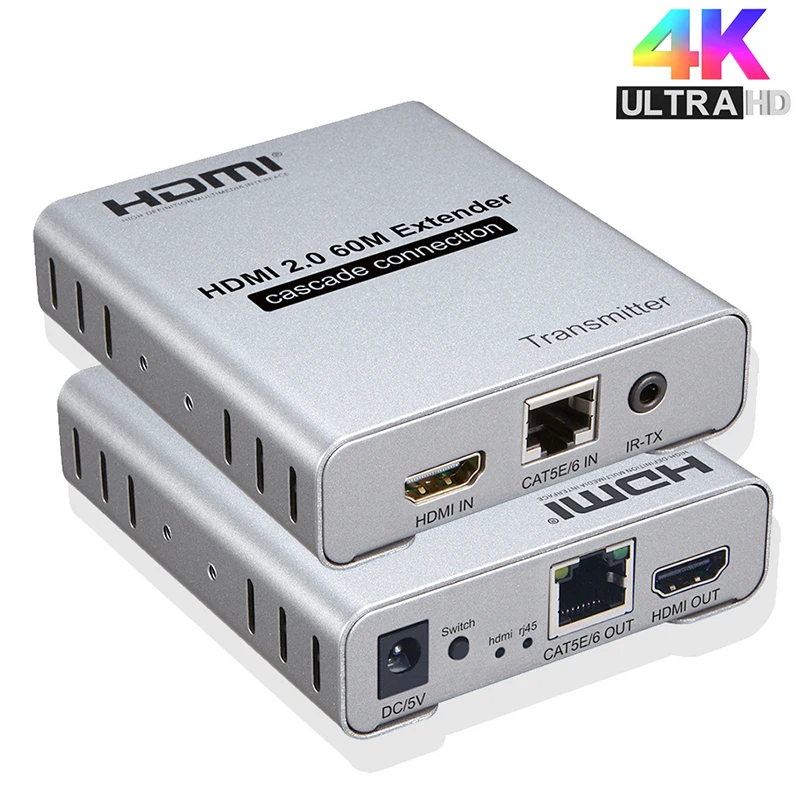 4K-60HZ-HDMI-Extender-Over-Cat6-7-RJ45-Ethernet-Cable-to-60M-HDMI-2-0 ...