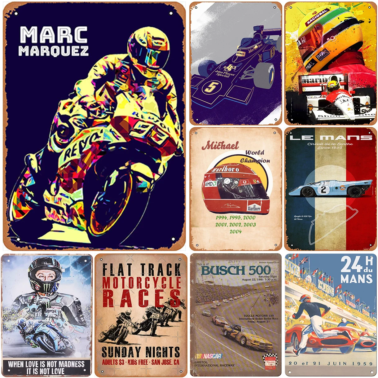 Track-Motorcycle-Races-Metal-Tin-Signs-Vintage-Racing-Car-Le-Mans-Wall ...