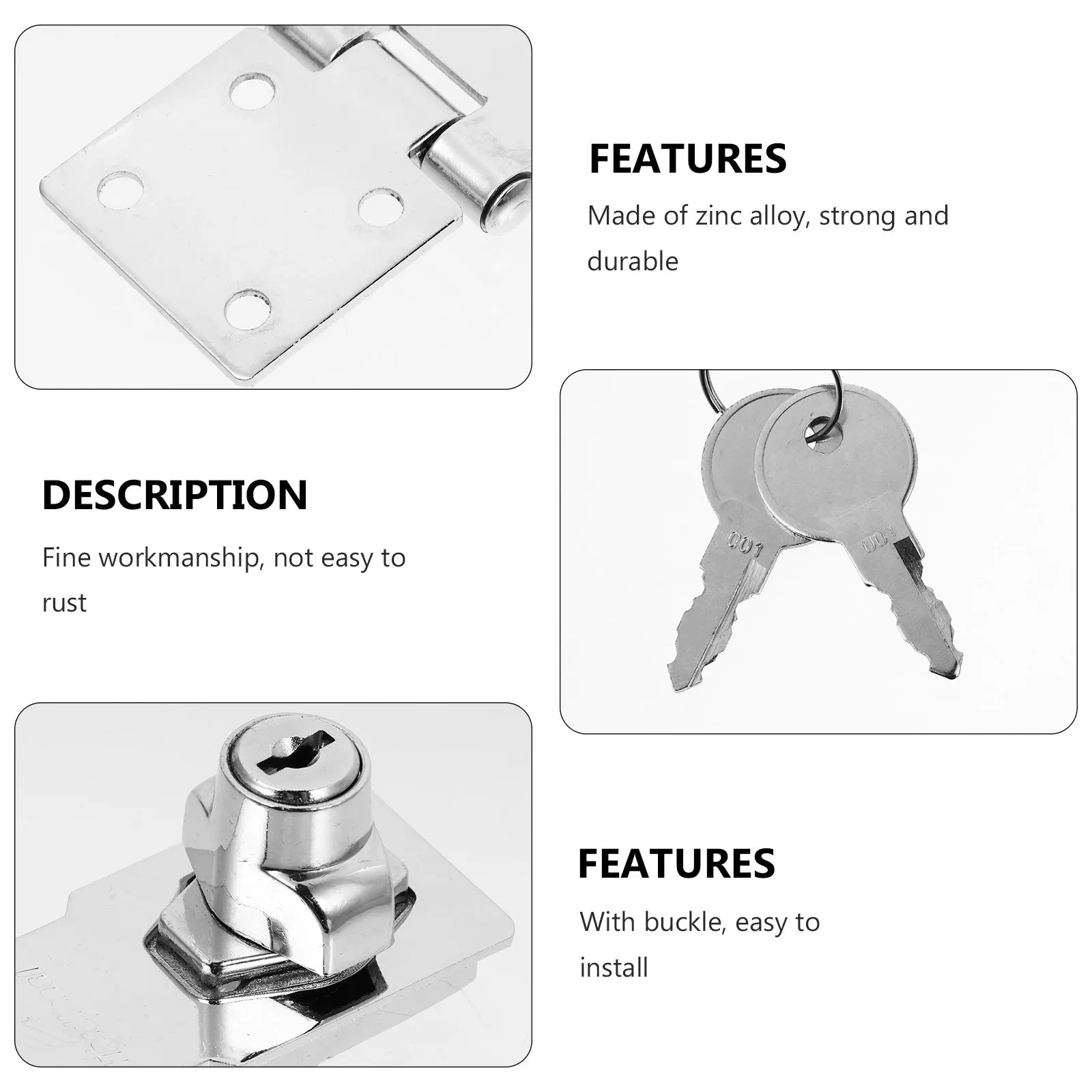 1 set Zinc Alloy Clasps Door Lock Latch Cabinet Locks Hasp Lock Safety ...