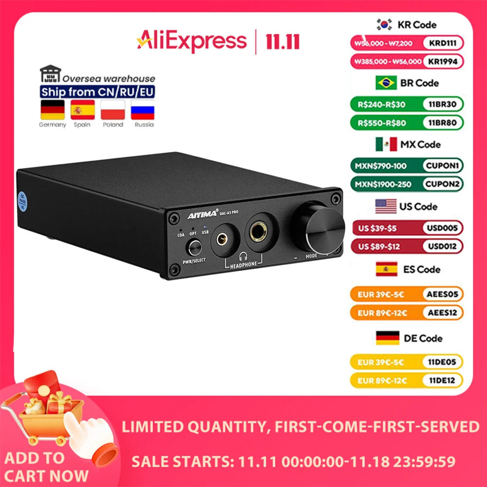 AIYIMA-A5-PRO-Headphone-Amplifier-USB-DAC-24BIT-192KHz-HIFI-Decoder-Audio-Interface-Digital ...
