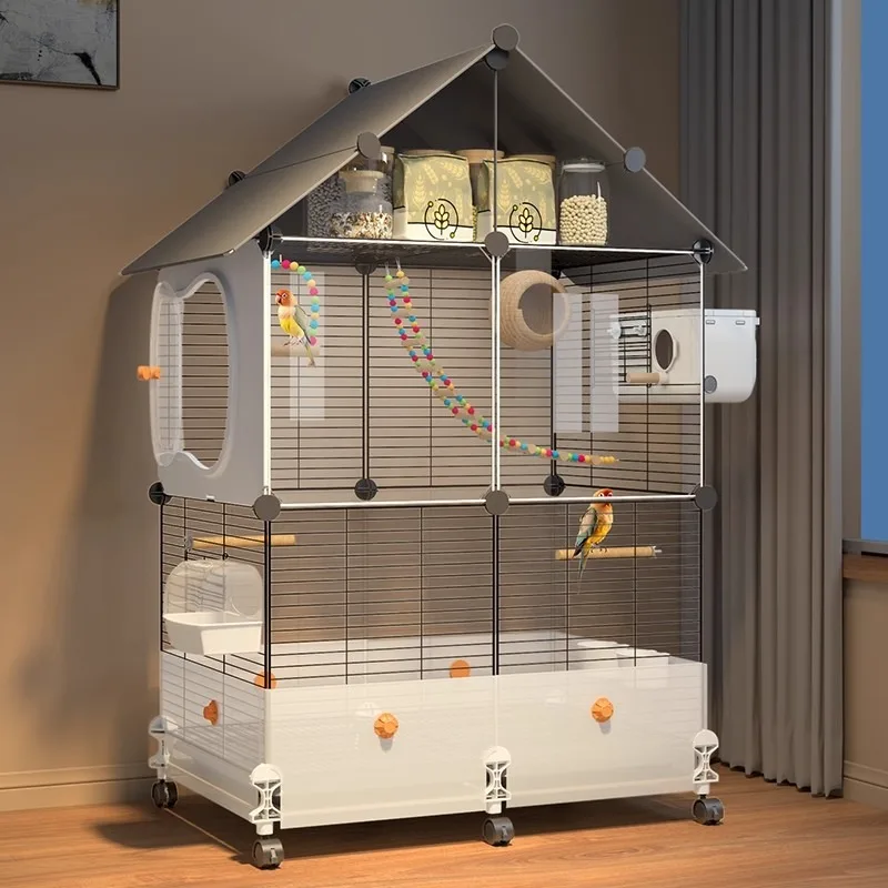 Large Bird Cage for Parrots Spacious Aviary with Standing Pole Luxury ...