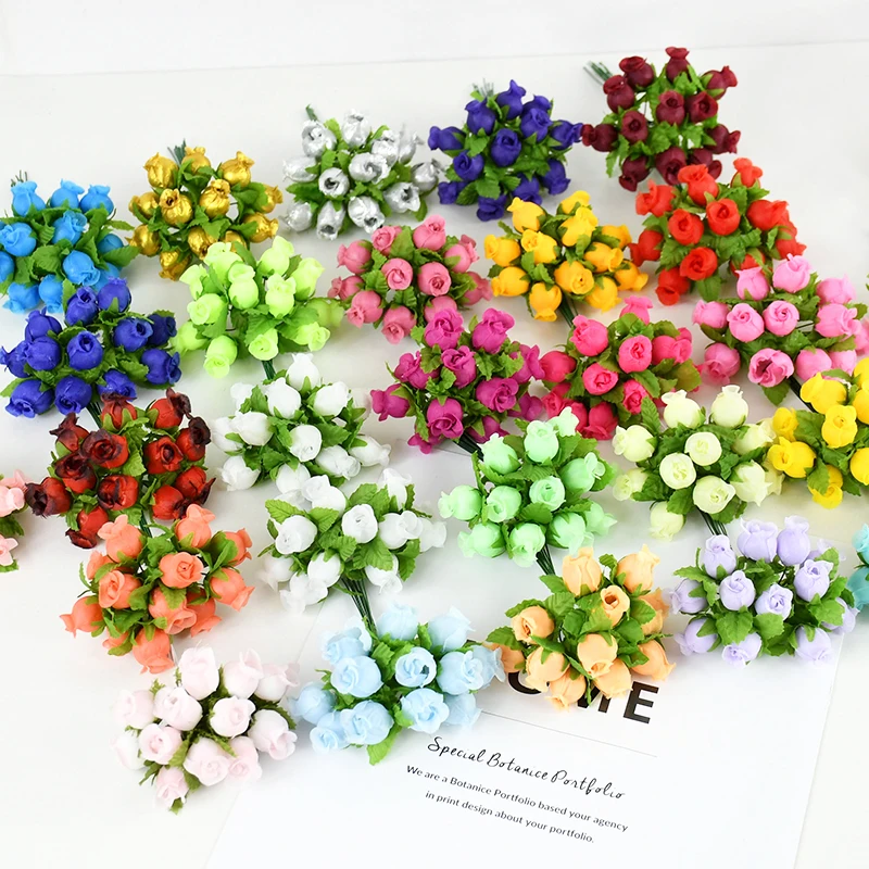 72-144pcs-Mini-Artificial-Flowers-Silk-Small-Rose-Flower-Bouquet-DIY ...