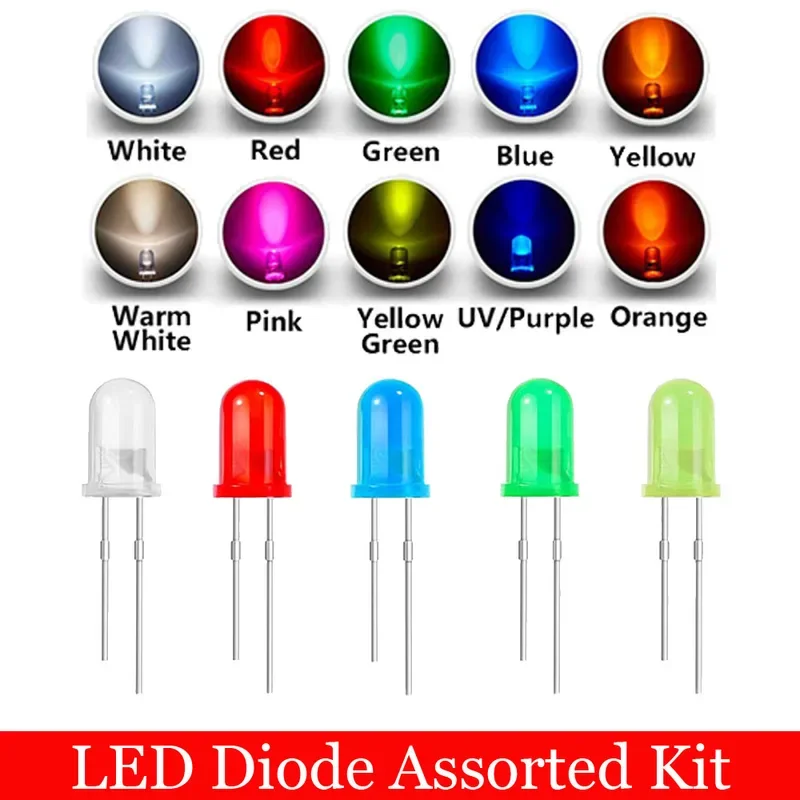 3mm 5mm LED light emitting diode assortment kit warm white Green Red ...