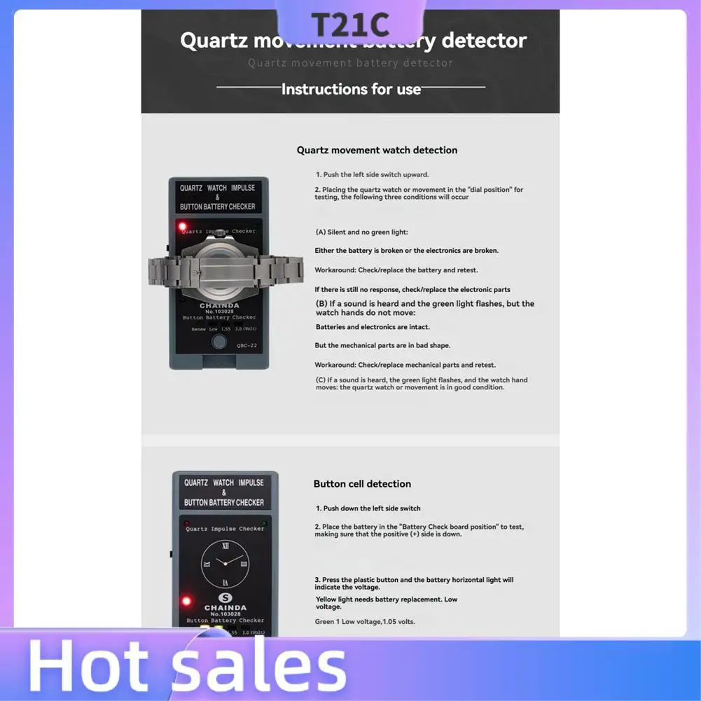 T21C Quartz Movement Watch Tester Forbutton Battery Tester Quartz Watch ...
