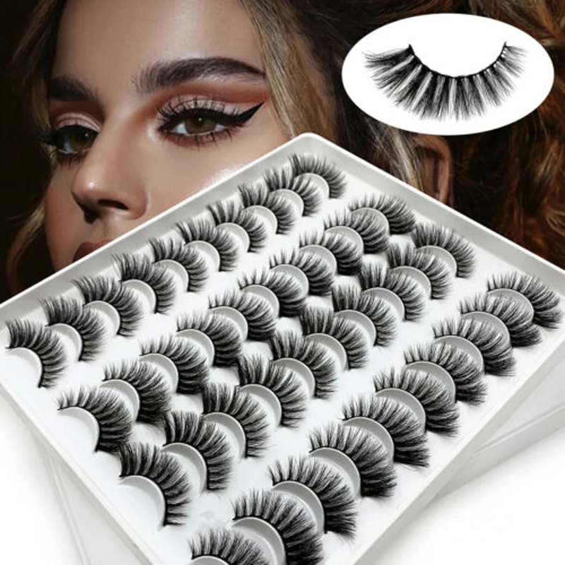 Lashes 20 Pairs of Chemical Fiber Eyelashes Lashes Natural False ...