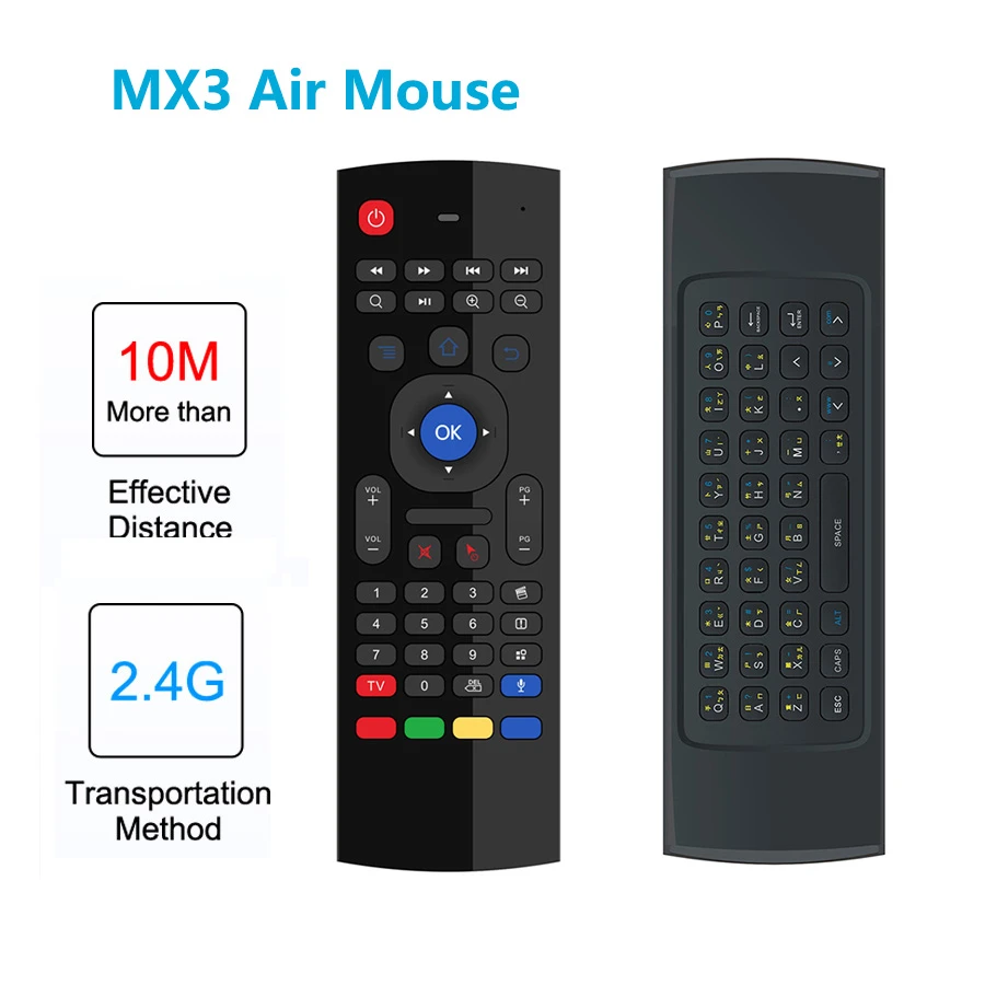 Mx3 Pro Remote Control Air Mouse Wireless Mini Keyboard Gyroscope Ir ...