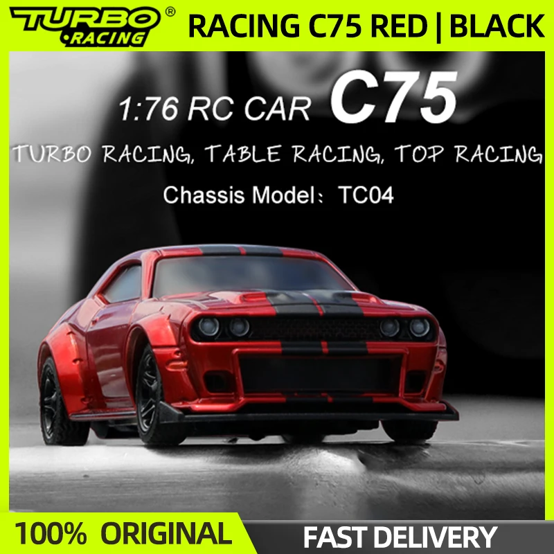 Turbo Racing C75 1:76 RC Remote Control Car Full Proportional Mini Drift On Road Car LED Light ...