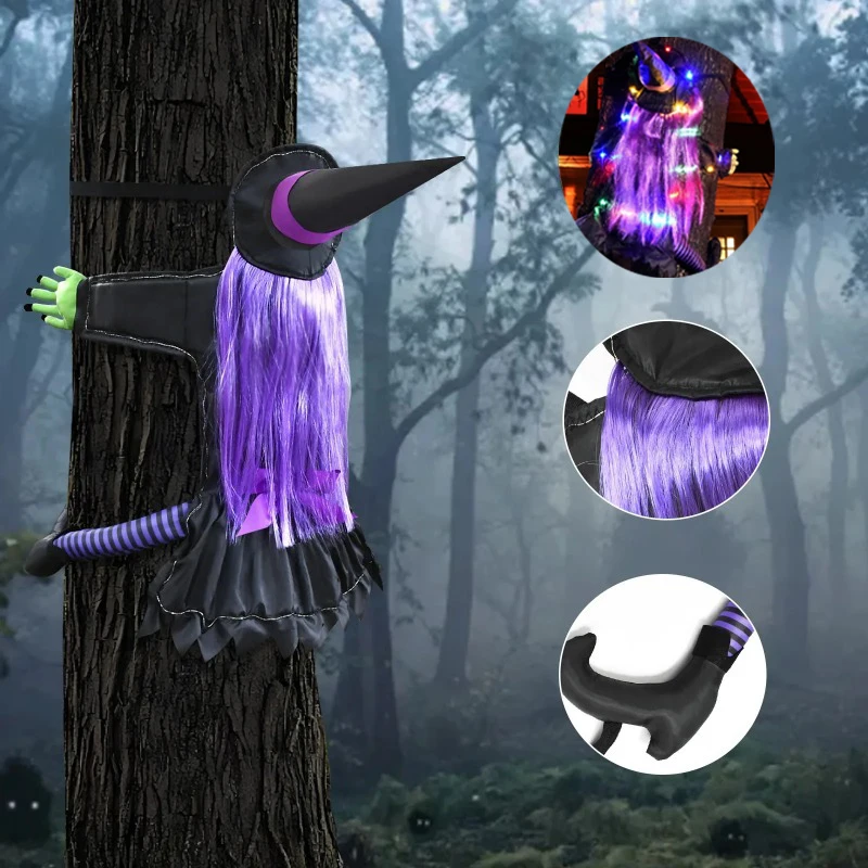 5PCS-Halloween-Tree-Climbing-Witch-Tree-Hugging-Witch-Glowing-Crash ...