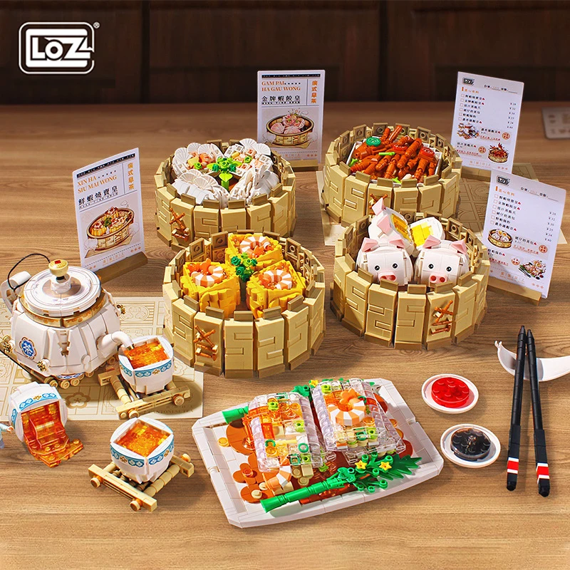 LOZ Creative Cantonese Food Morning Tea Food Building Block Traditional ...