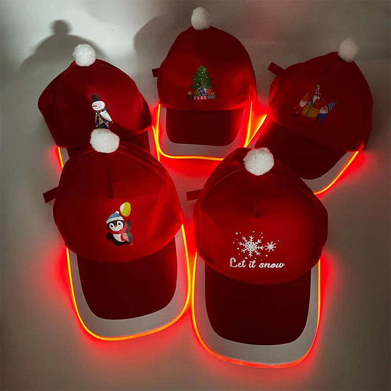 LED-Christmas-baseball-hat-Christmas-Tree-Snowman-Pattern-Men-s-and ...