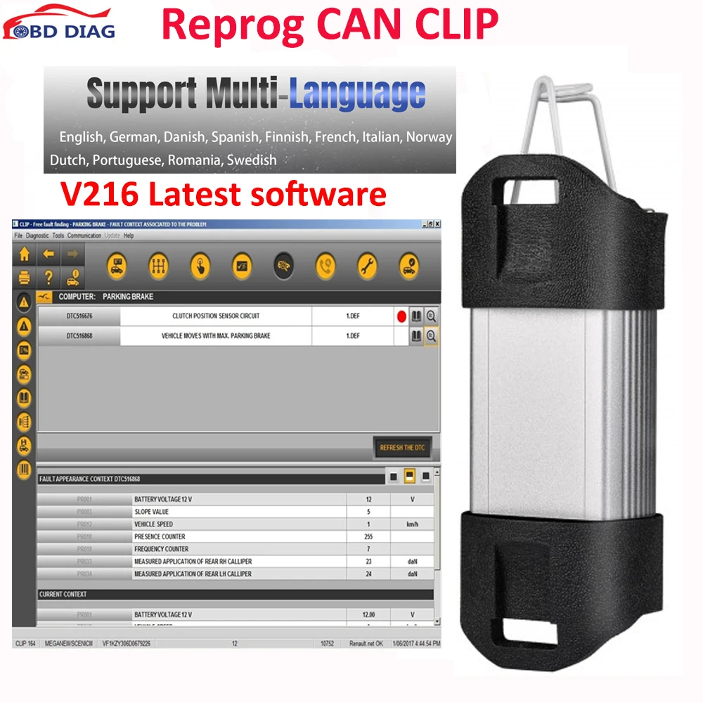 2023 New Reprog Can Clip ForRenault CanClip Golden Clip obd2 Diagnosis ...