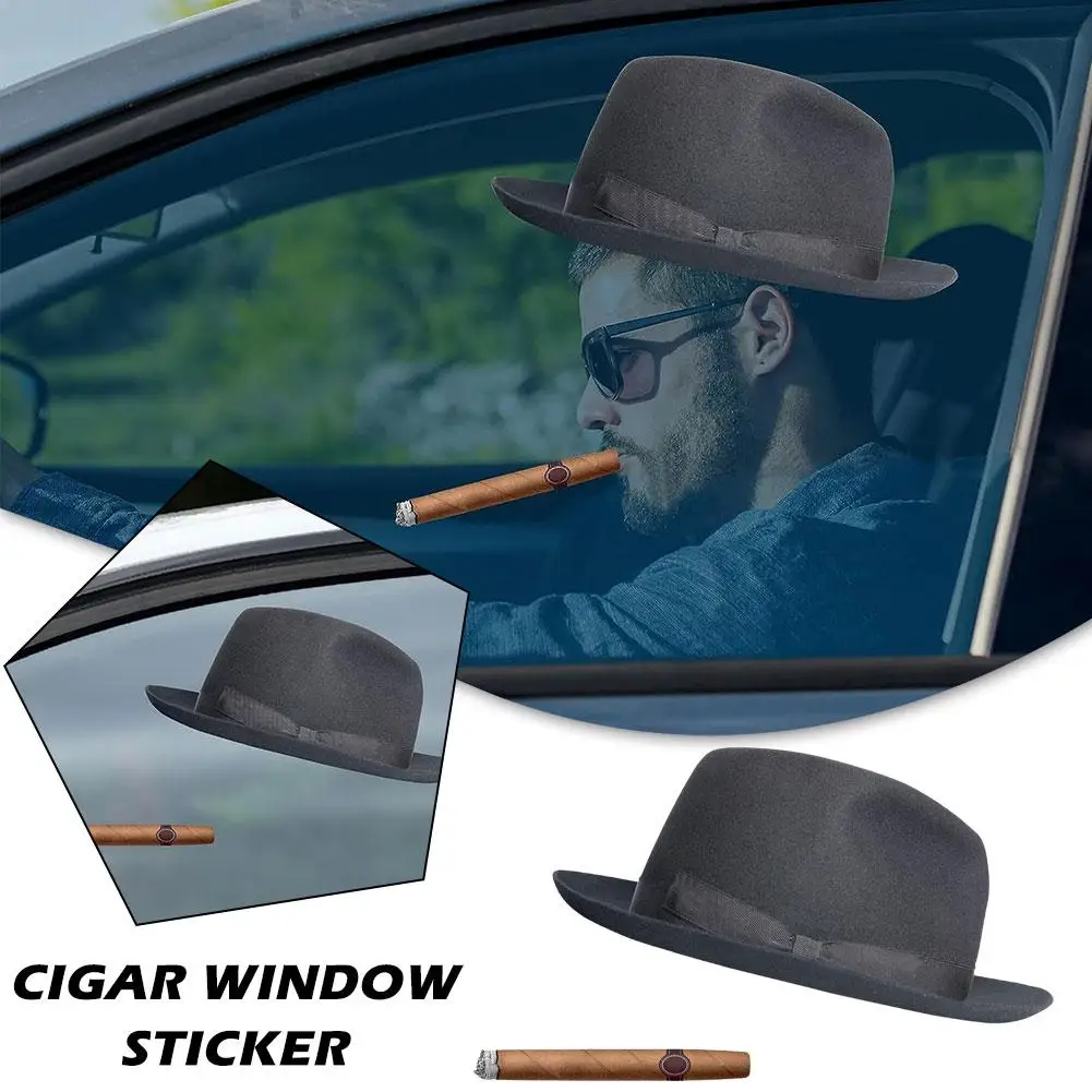 1-Pcs-Cigar-Window-Sticker-Color-Black-Cigar-Hat-Personality-Window ...