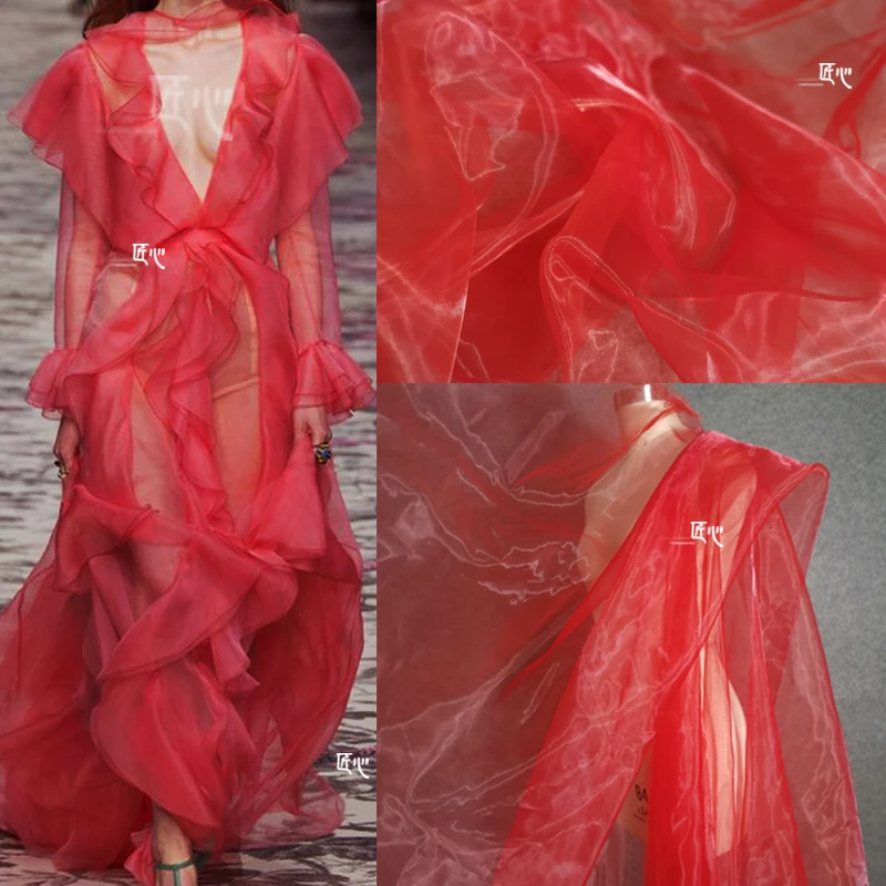 Big-Red-Organza-Fabric-Silky-Smooth-Transparent-Fluffy-Skirt-Headdress ...