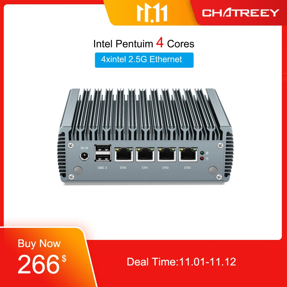 Fanless Mini PC Router intel Pentuim Quad Core N5000 4xintel 2.5G ...