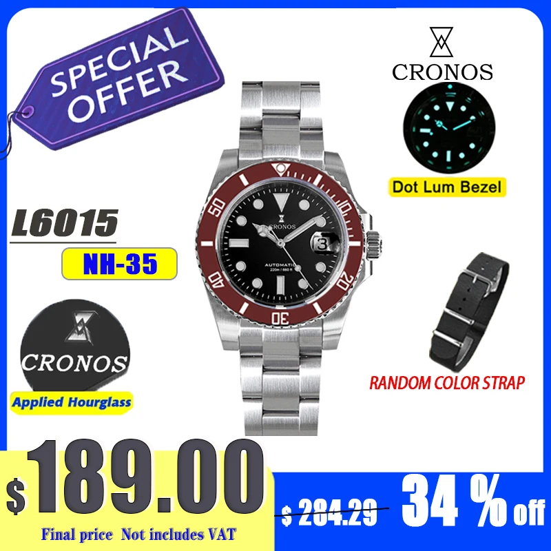 Cronos Sub Diver Men Luxury Business Watches NH35 Automatic Mechanical ...