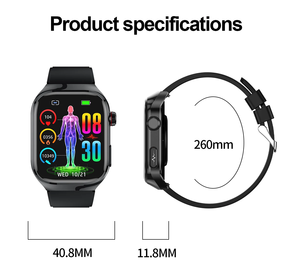 Medical Grade Health Smart Watch Man AMOLED ECG Physical Examination ...