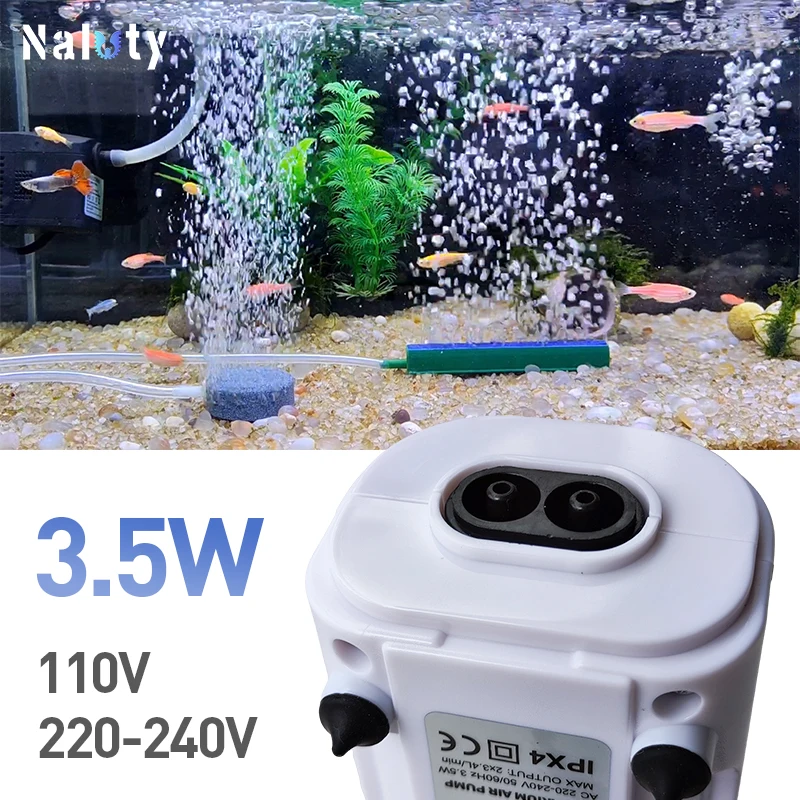 Double Hole 3.5W Aquarium Silent Air Pump Adjustable Oxygen Pump 220V ...