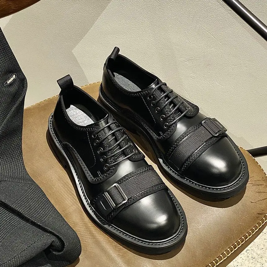 Spring-Autumn-Buckle-Design-Men-Loafers-British-Retro-Black-Leather ...