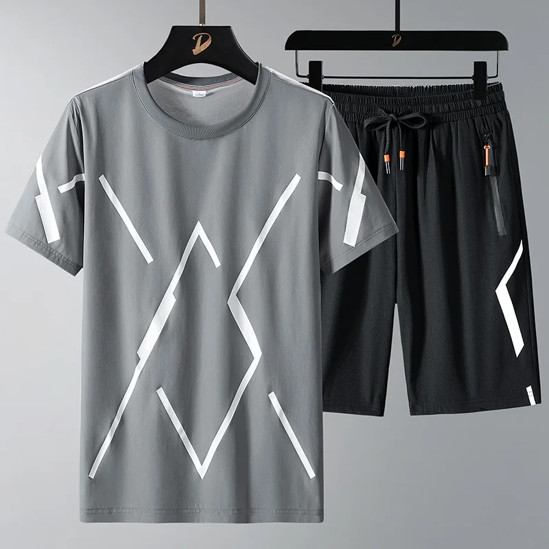 T-shirt-Shorts-2023-Summer-Fashion-For-Men-Set-Two-Piece-Black ...
