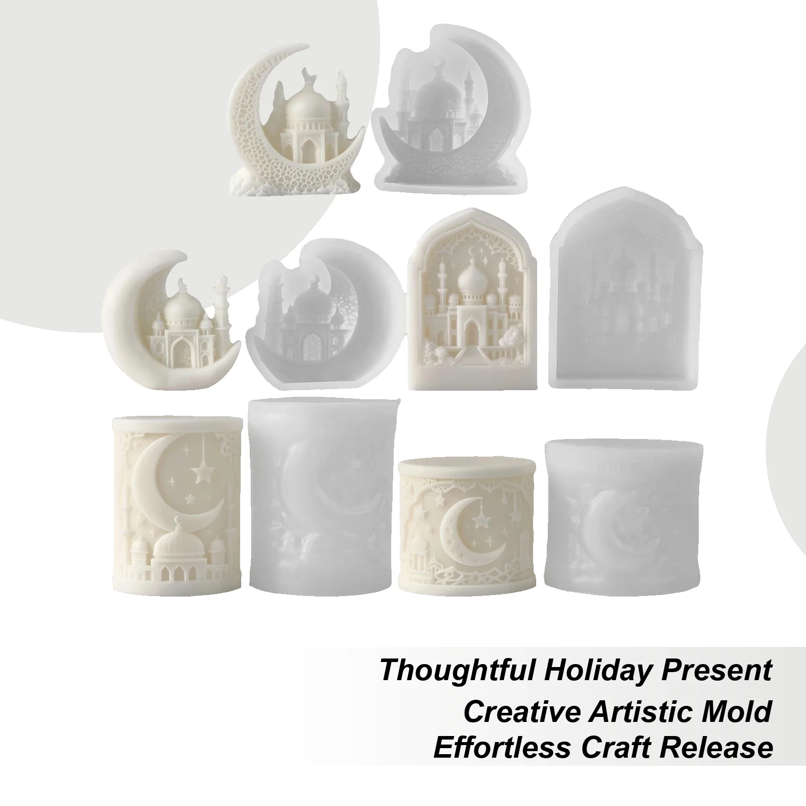 Ramadan Silicone Mold 3D Crescent Mosque Candle Mold Islamic Themed ...