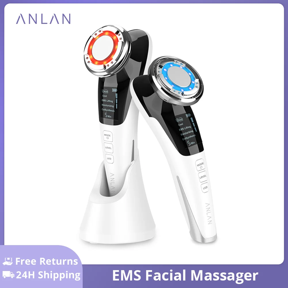 ANLAN EMS Facial Massager LED Light Face Lifting Skincare Wrinkle Removal Skin Tighten Hot Cool ...