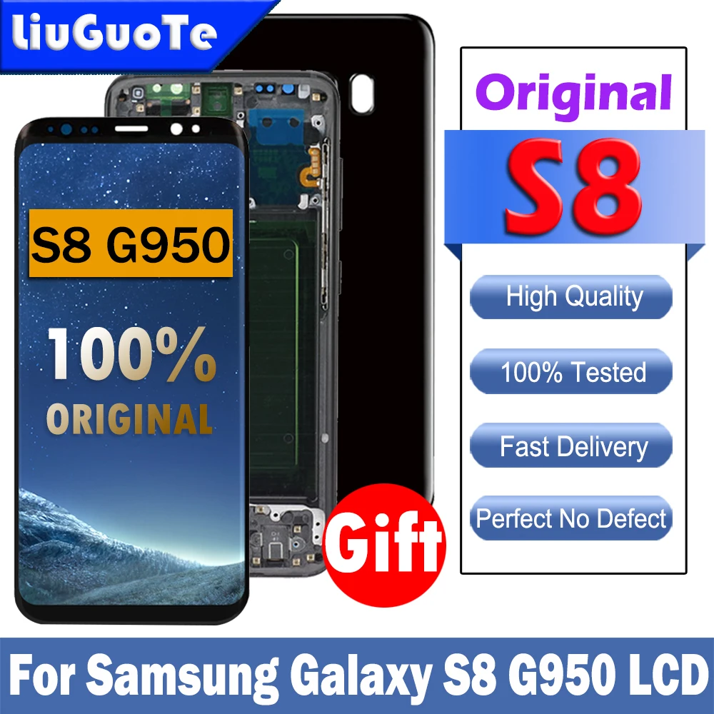 100% Original AMOLED Para Samsung Galaxy S8 Display LCD Com Frame Para ...