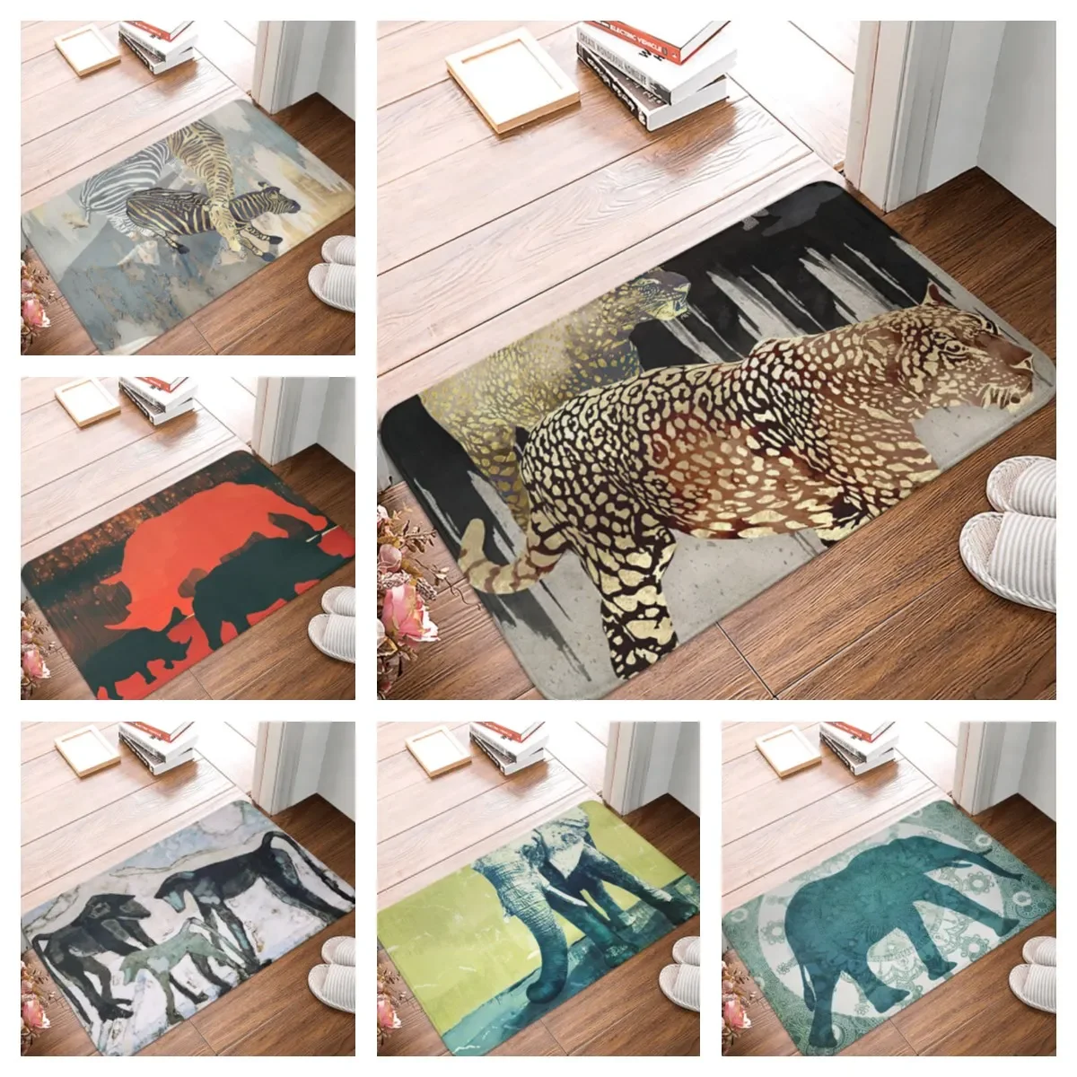 Tropical-Jungle-Animal-Cartoon-Giraffe-Elephant-Doormats-Home-Kitchen ...