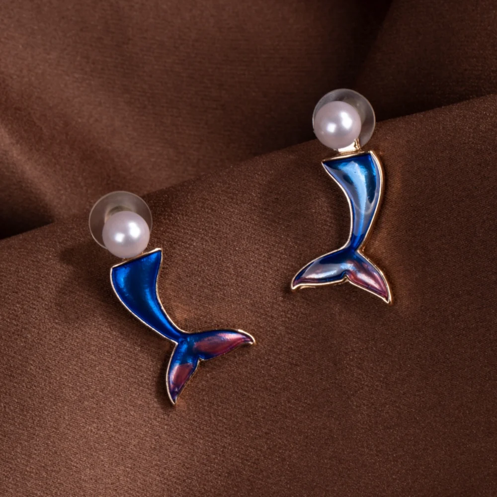 Blue-Color-Ocean-Jewelry-Whale-Fishtail-Earrings-for-Women-Elegant ...