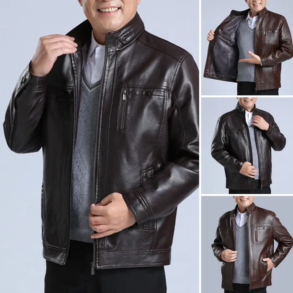 Long-sleeved-Men-Jacket-Mid-aged-Men-s-Windproof-Faux-Leather-Jacket ...