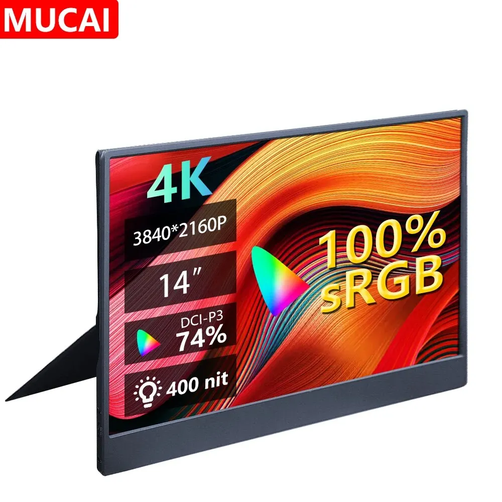 MUCAl-14-Inch-4K-Portable-Monitor-UHD-3840-2160-Travel-Gaming-Display ...
