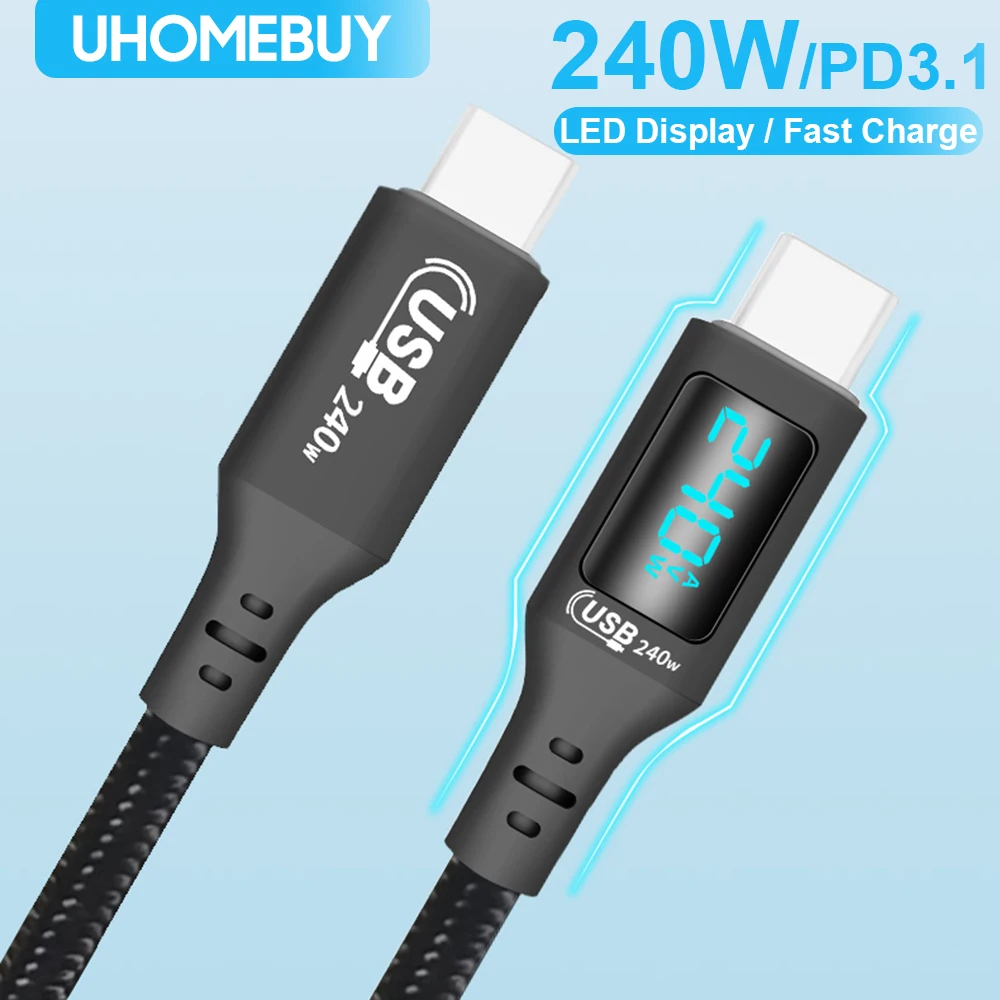 UHOMEBUY PD 240W Type C to Type C Cable 5A Fast Charger Charging Data ...