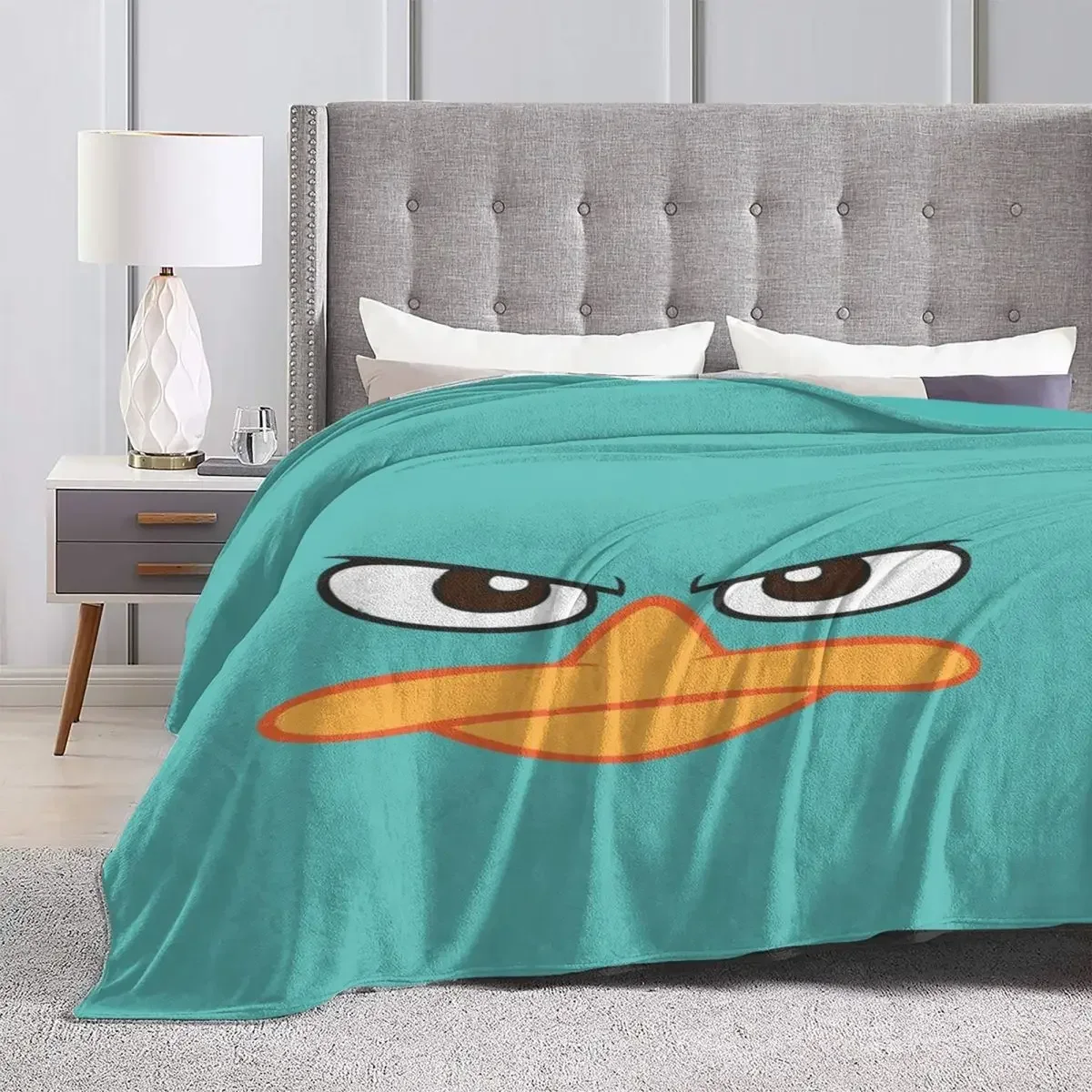 Perry-The-Platypus-Flannel-Blanket-Quality-Soft-Durable-Bird-Face-Angry ...