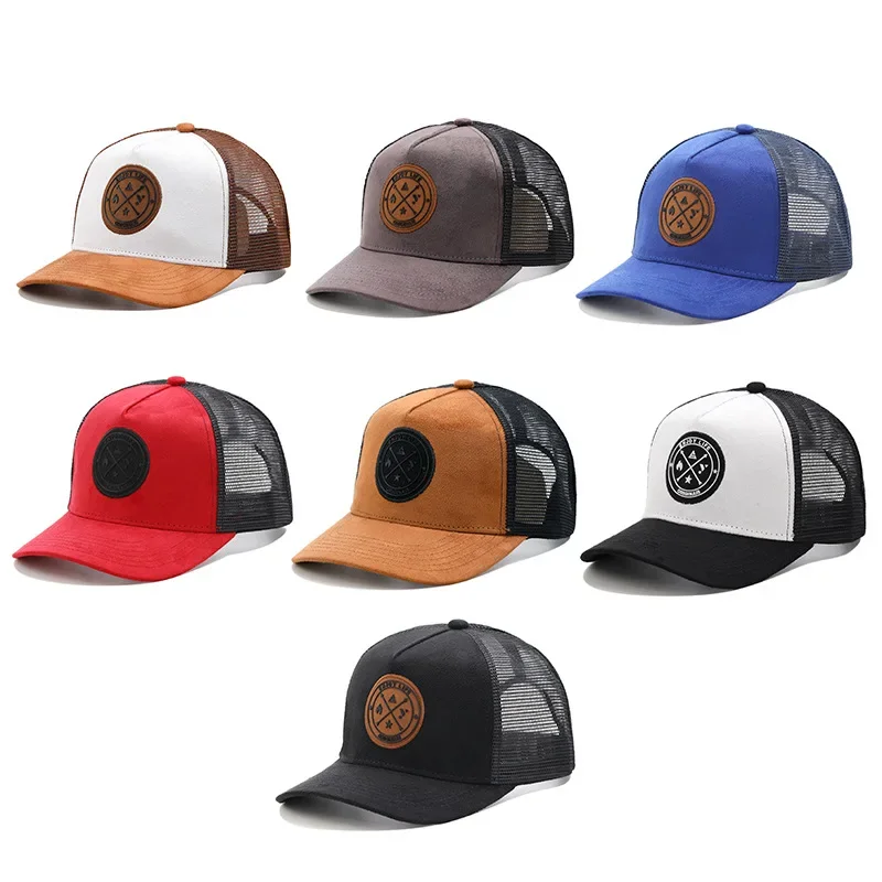 New round label letter grid baseball cap Spring and autumn outdoor men ...