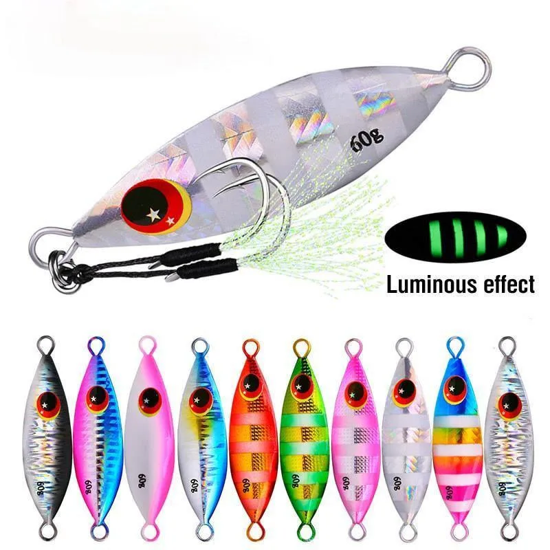 Metal Jig Spoon Lure 10-60g Fishing Hard Artificial Bionics Bait For ...