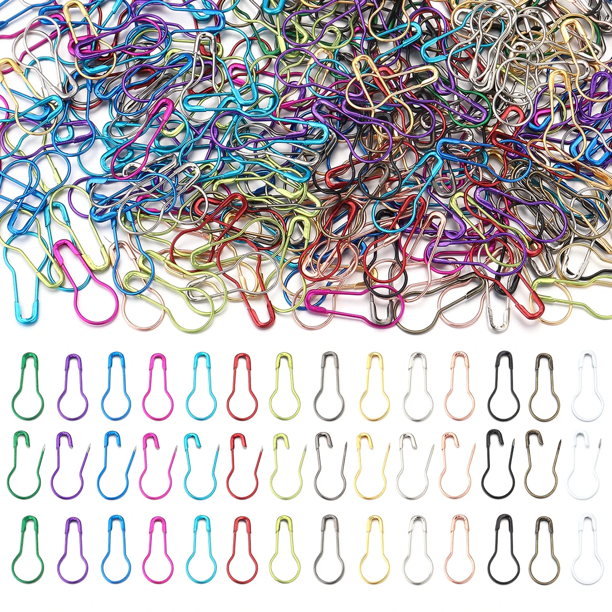 200pcs Mix Safety Pins Metal Gourd Pins Crochet Locking Knitting Cross ...
