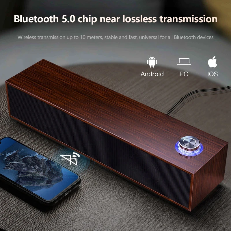 Wired-Wooden-Computer-Speaker-Bluetooth-Speakers-with-multimedia-for ...