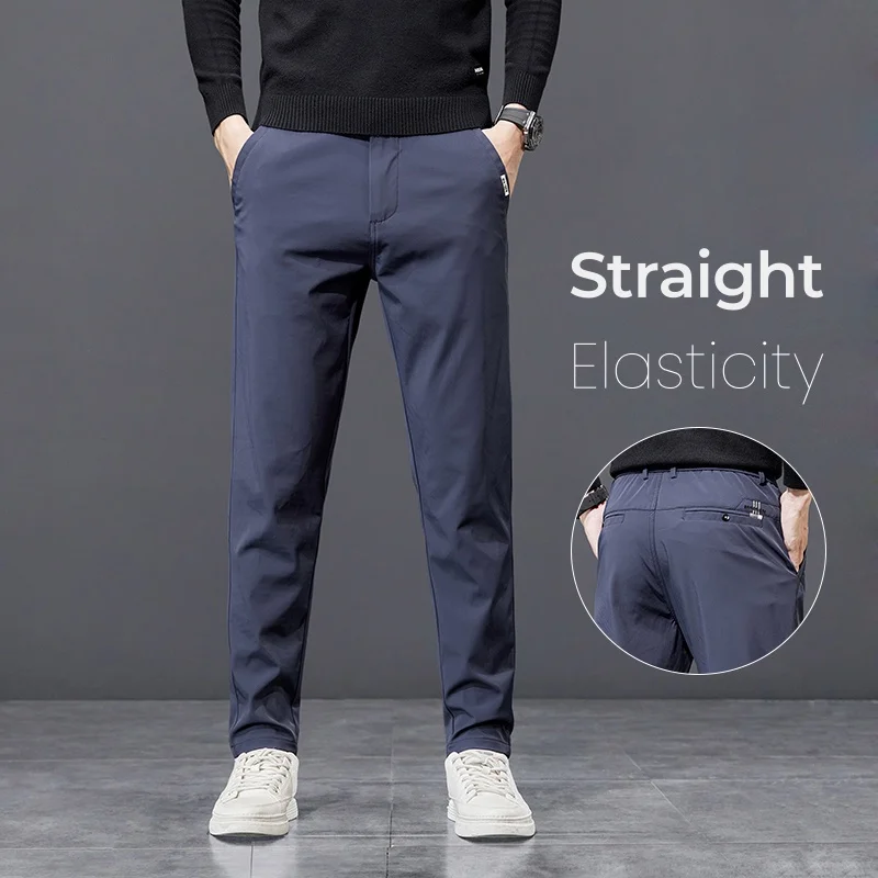 Spring Autumn Men's Golf Casual Pants Solid Color Elastic Waist Design ...