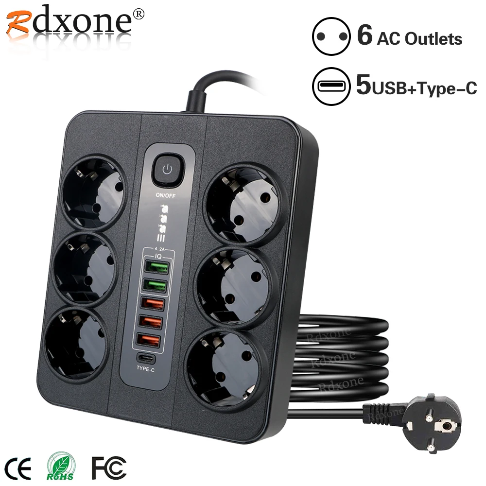 Power-Strip-With-USB-EU-Plug-Socket-Extension-Cable-With-USB-C-Power ...