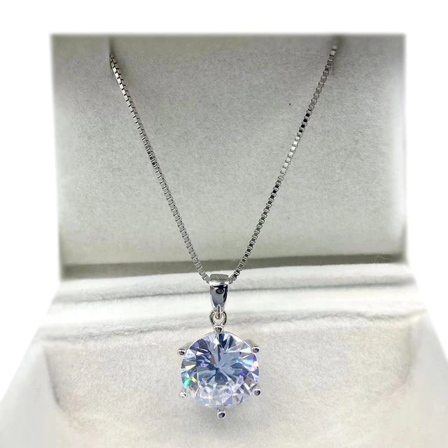 Serenity Day Six Claw D Color 1/2/3/5/10 Carat Moissanite Pendant Necklace Women S925 Silver ...