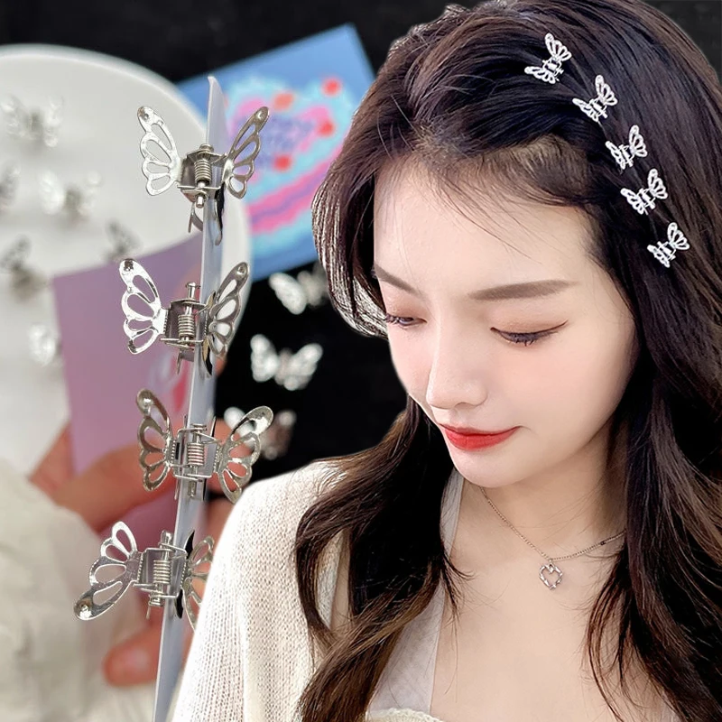 5PCS Korean Metal Silver Women Butterfly Small Claw Clip Headdress Mini ...